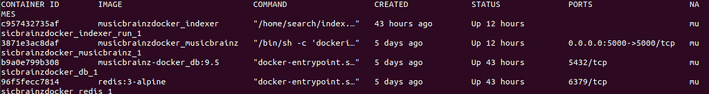Unable to see musicbrainz_search under docker containers - Development - MetaBrainz Community ...