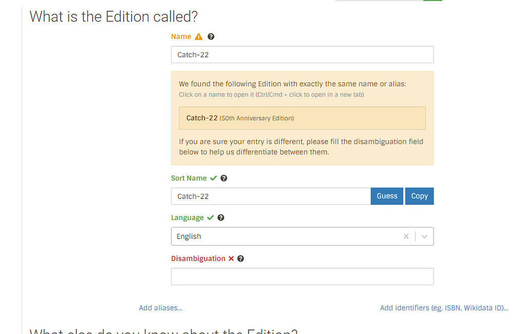 Possible Edition Duplicates Should Only Appear When They Are Derived From The Same Work
