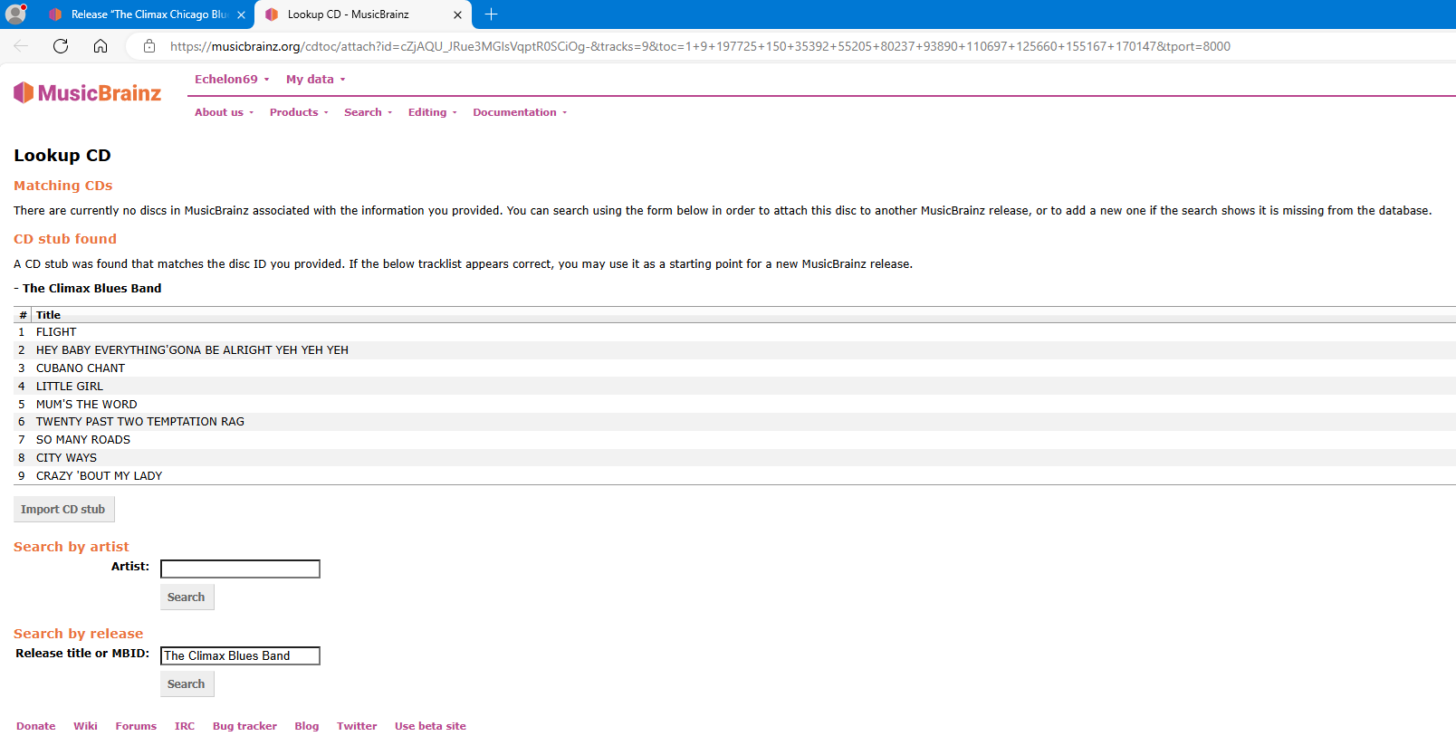 Different behavior during Submit ID - CD stub found - MusicBrainz - MetaBrainz Community Discourse