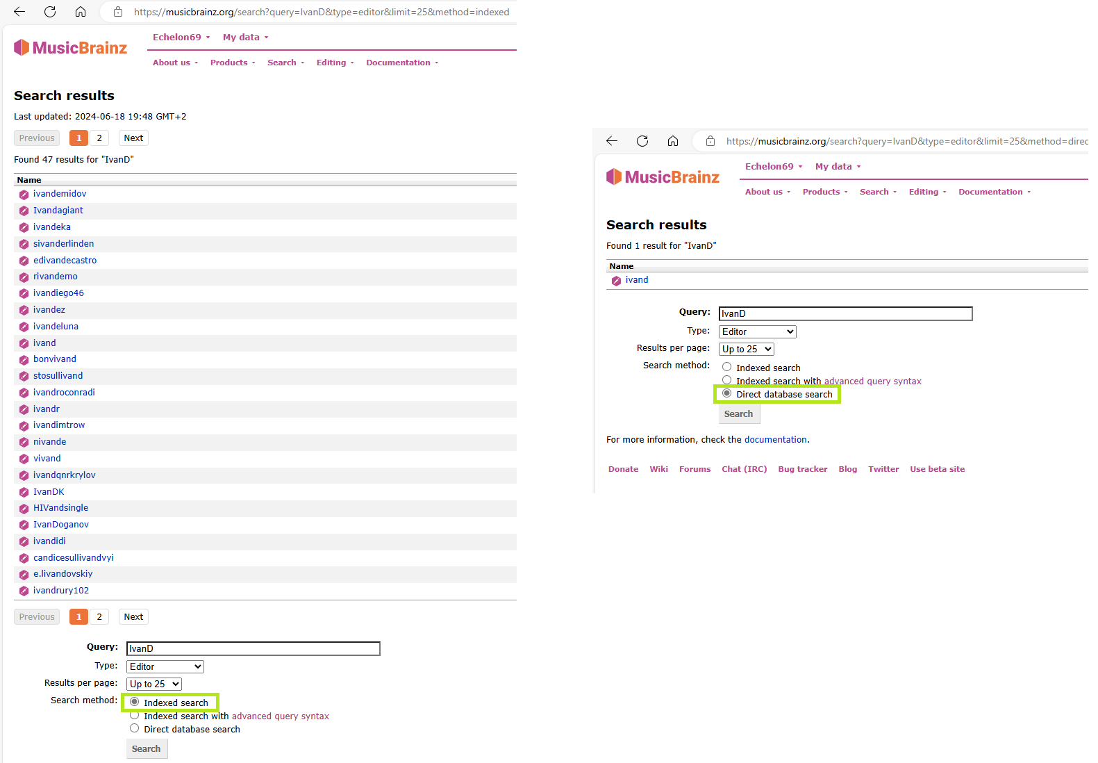 What is Direct database search used for? - MusicBrainz - MetaBrainz ...
